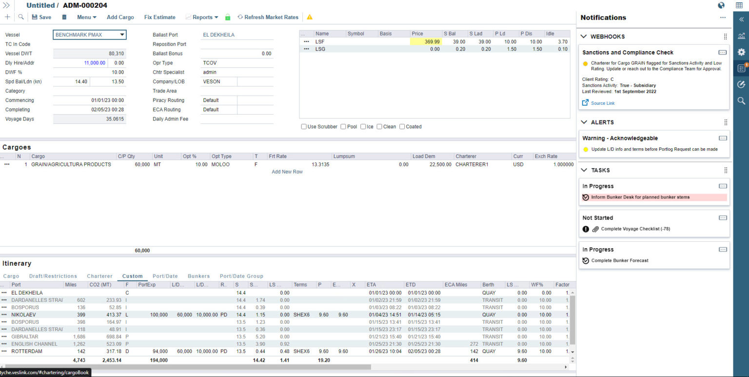 VIP Voyage Estimator Webhooks - Veson Nautical