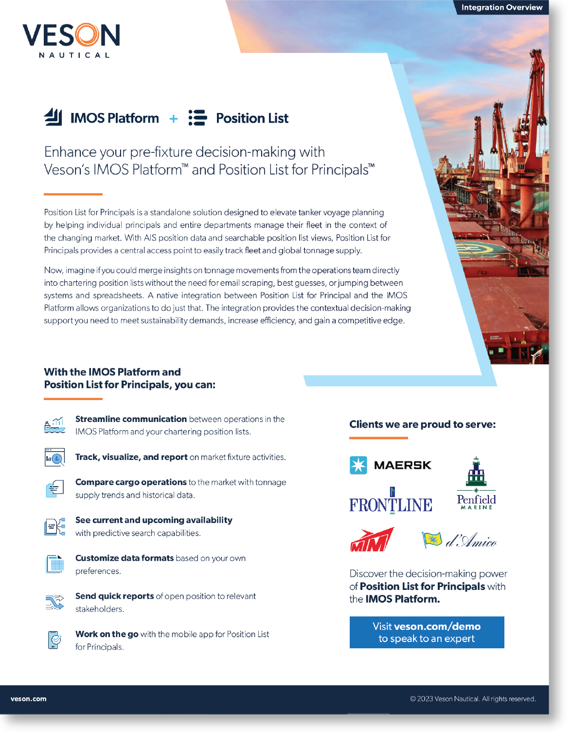 Position List for Principals Product Overview - Veson Nautical