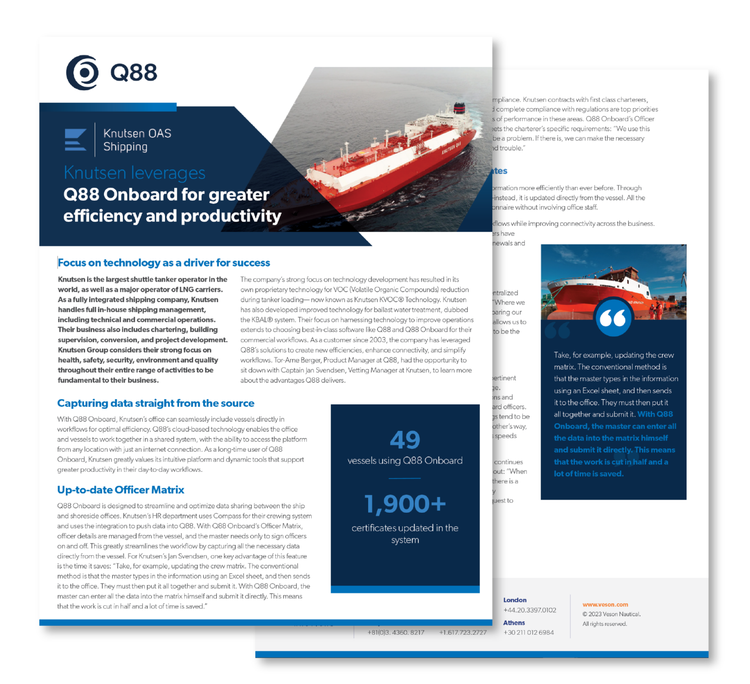 Q88 Onboard Case Study: Knutsen - Veson Nautical