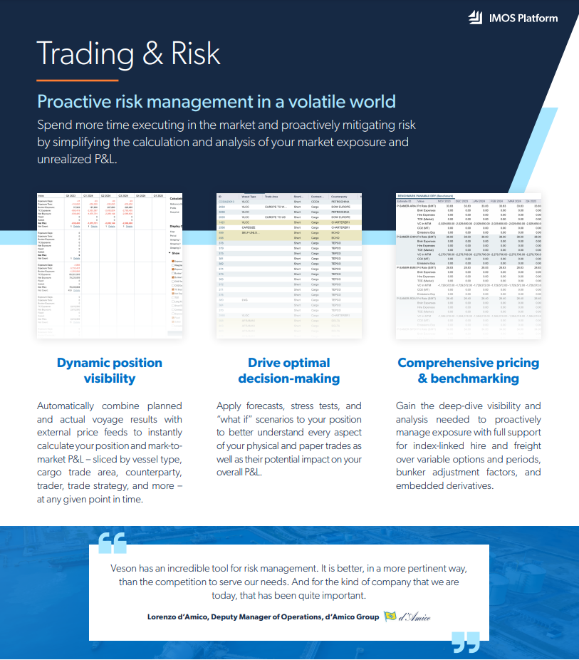 IMOS Trading & Risk Product Overview - Veson Nautical